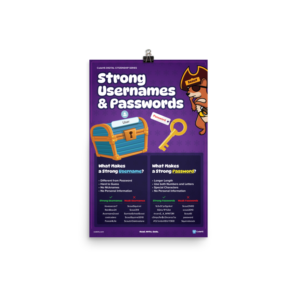 Scout Strong Usernames and Passwords Poster – CodeHS